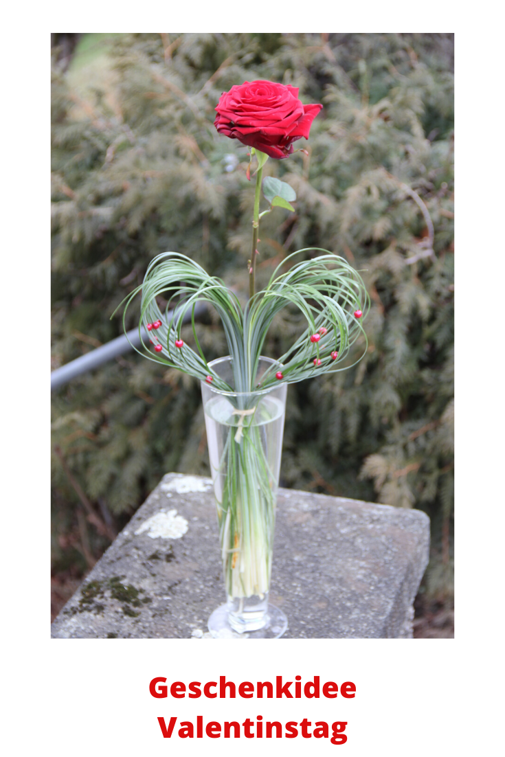 Rose mit Herz Geschenkidee Valentinstag - Blumen Flora-Line